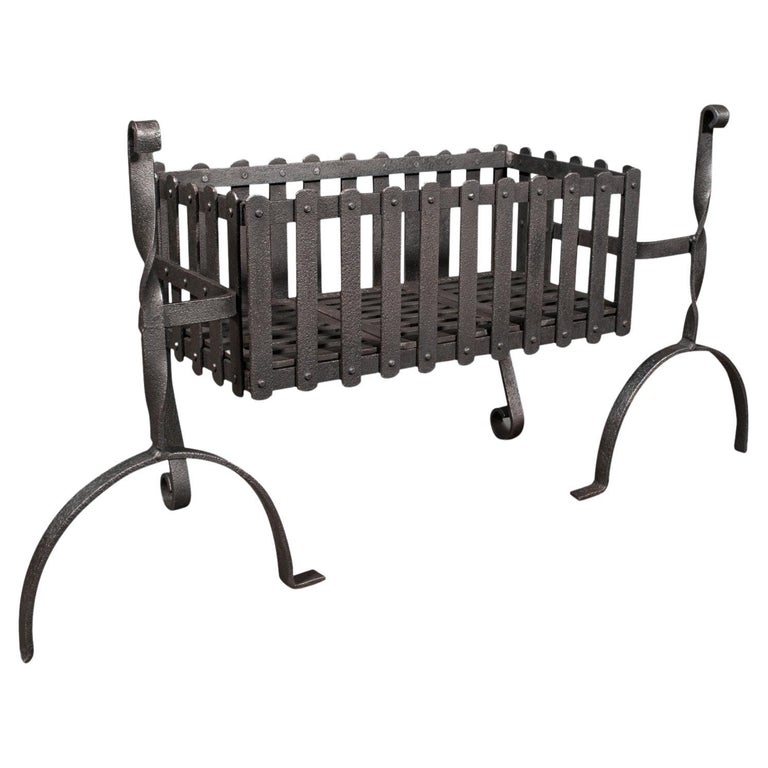 Antique Free Standing Fire Basket, English, Cast Iron Fireplace ...