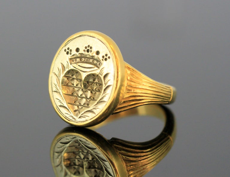 Antique French 18 Karat Gold Royal Seal Ring, 18th Century, circa 1780 ...