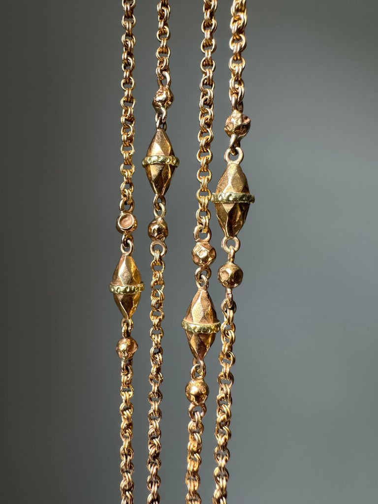 Antique French 18k Bi-Color Chain Necklace For Sale at 1stDibs