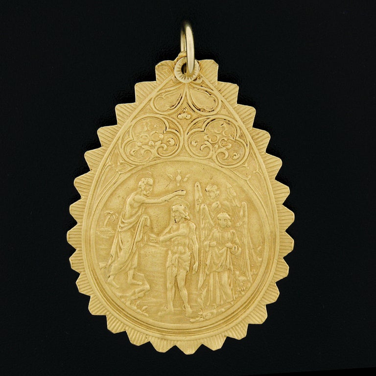 Antique French 18k Gold Birth and Baptism of Jesus Reversible Medallion ...