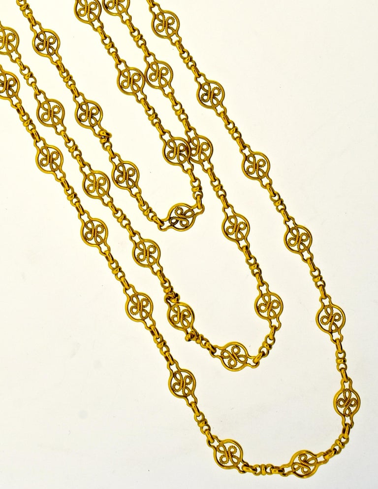 Antique French 18 Karat Gold Long Chain, circa 1890 For Sale at 1stDibs