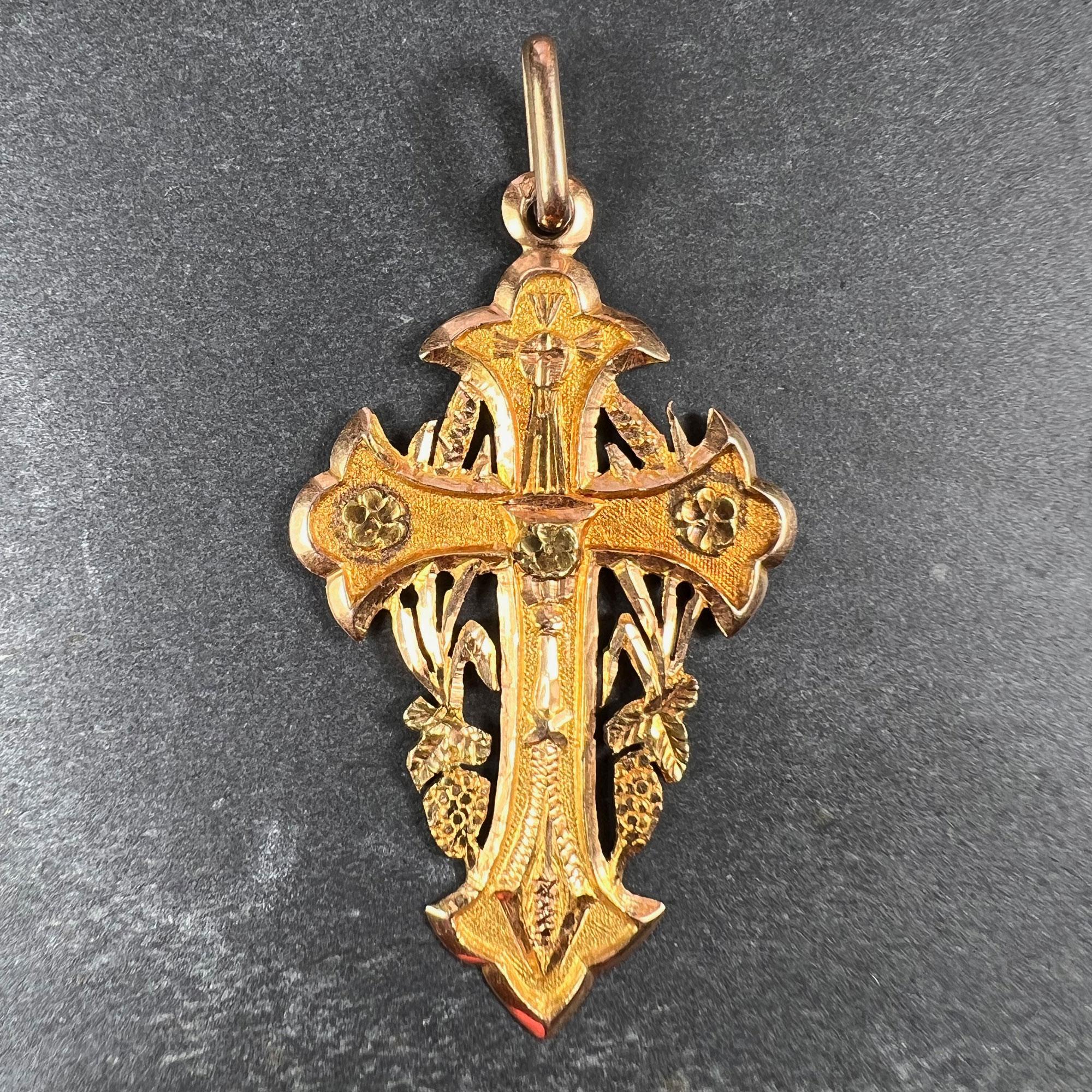 Antique French 18k Rose Gold Harvest Cross Pendant at 1stDibs | cross ...