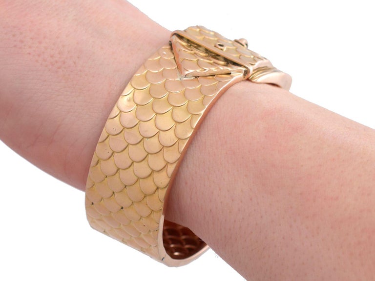 Antique French Yellow Gold Buckle Bangle, Circa 1900 For Sale at 1stDibs