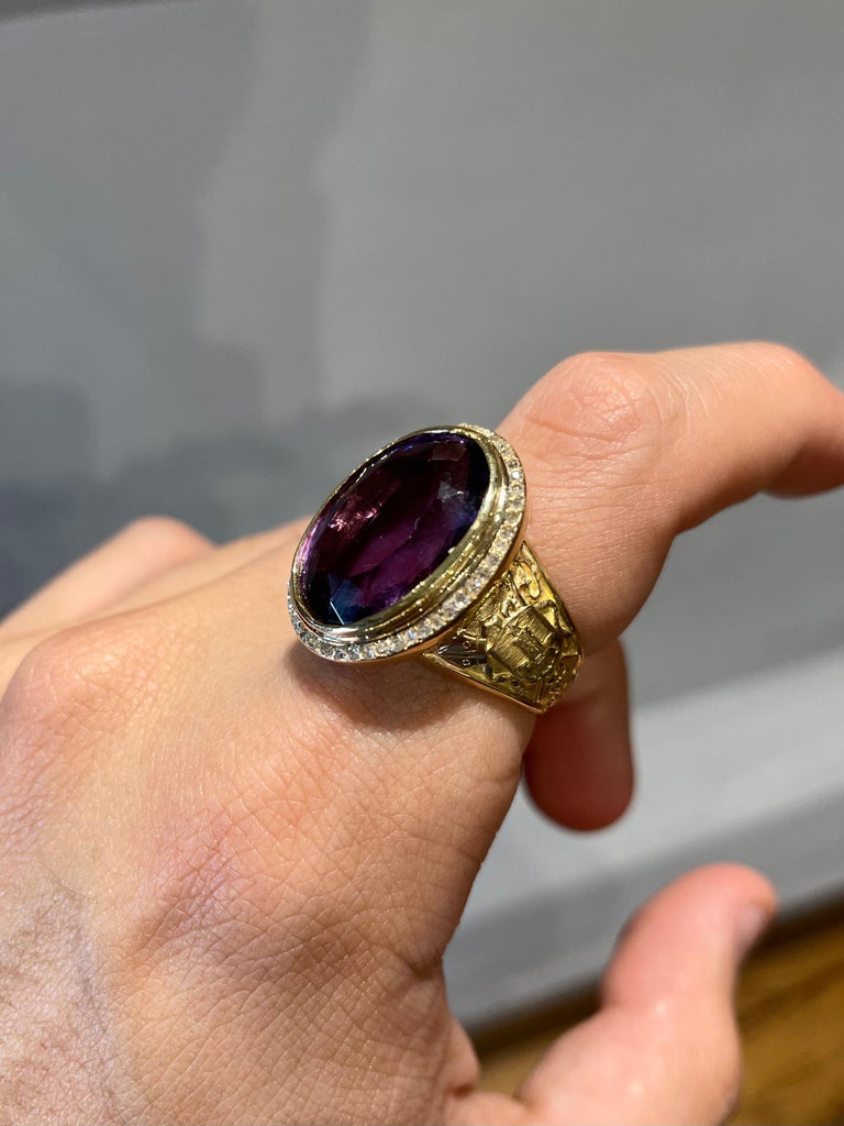 Antique French 18kt Gold Diamond And Amethyst Episcopal Ring For Sale ...
