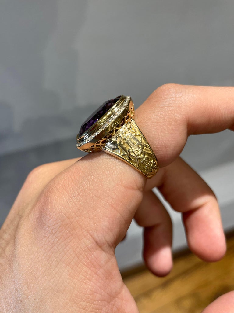 Antique French 18kt Gold Diamond And Amethyst Episcopal Ring For Sale ...