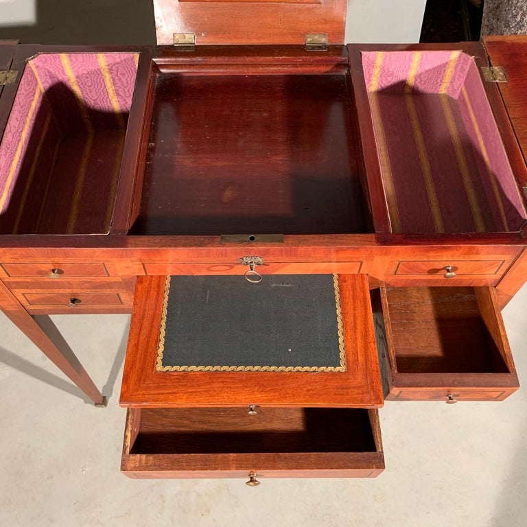 Antique French 1920s Dressing Table with Hinged Top Mirror at 1stDibs