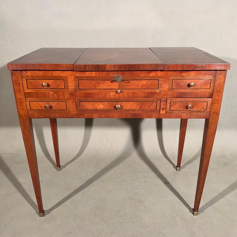 Antique French 1920s Dressing Table with Hinged Top Mirror at 1stDibs