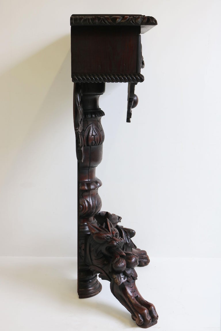 Antique French 19th Century Hunt Console / Wall Table with Drawer Fox ...