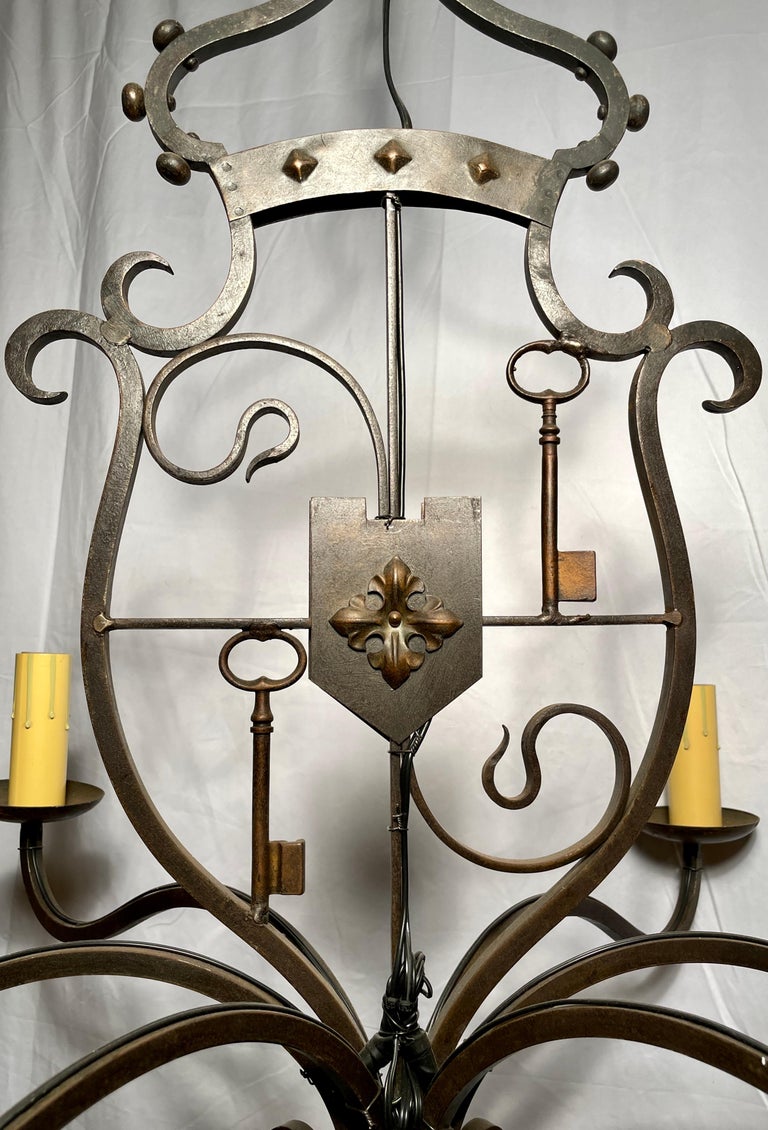 Antique French 19th Century Iron Coat of Arms Chandelier, Circa 1880 ...