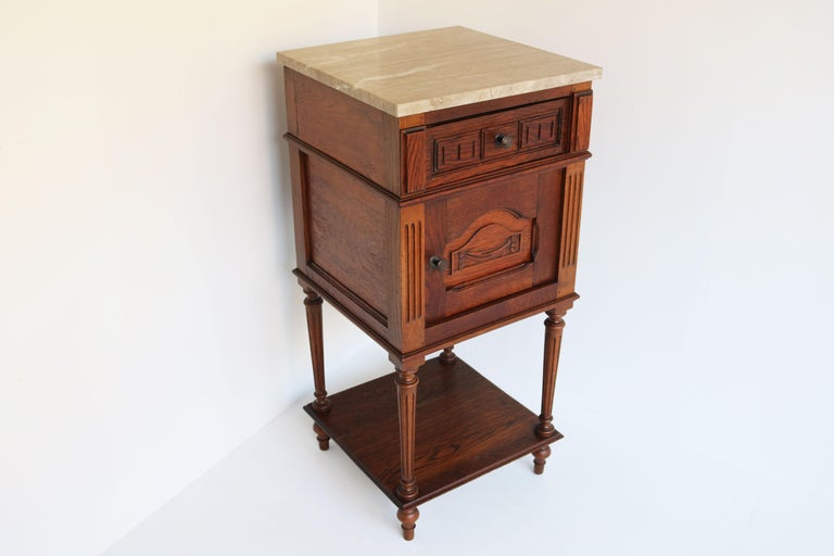 Antique French 19th Century Night Stand / Bedside Table Solid Oak and ...