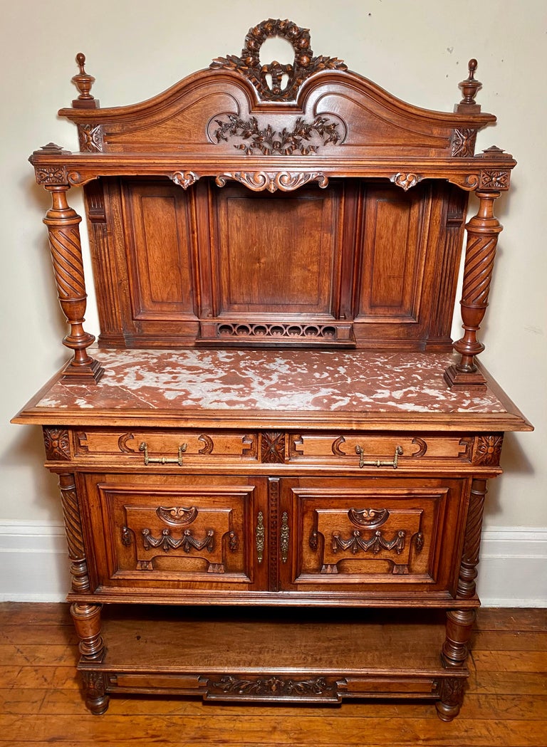 Antique French 19th Century Walnut Server with Marble Top For Sale at ...