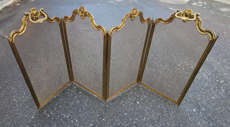 Antique French 4 Panel Brass Ornate Fireplace Screen, Circa 1890s at ...