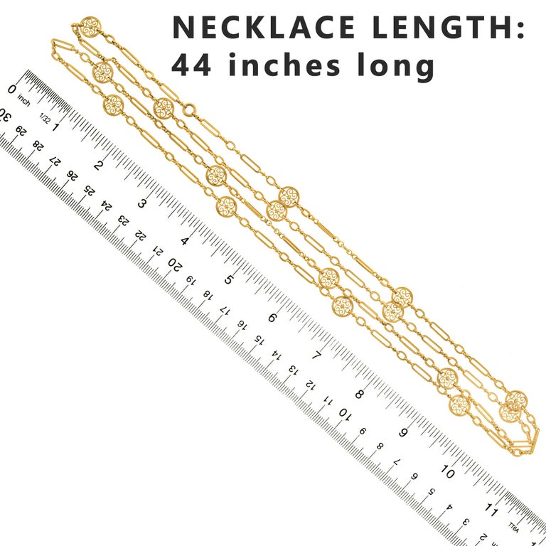 Antique French 44-Inch Gold Filigree Necklace at 1stDibs | french ...