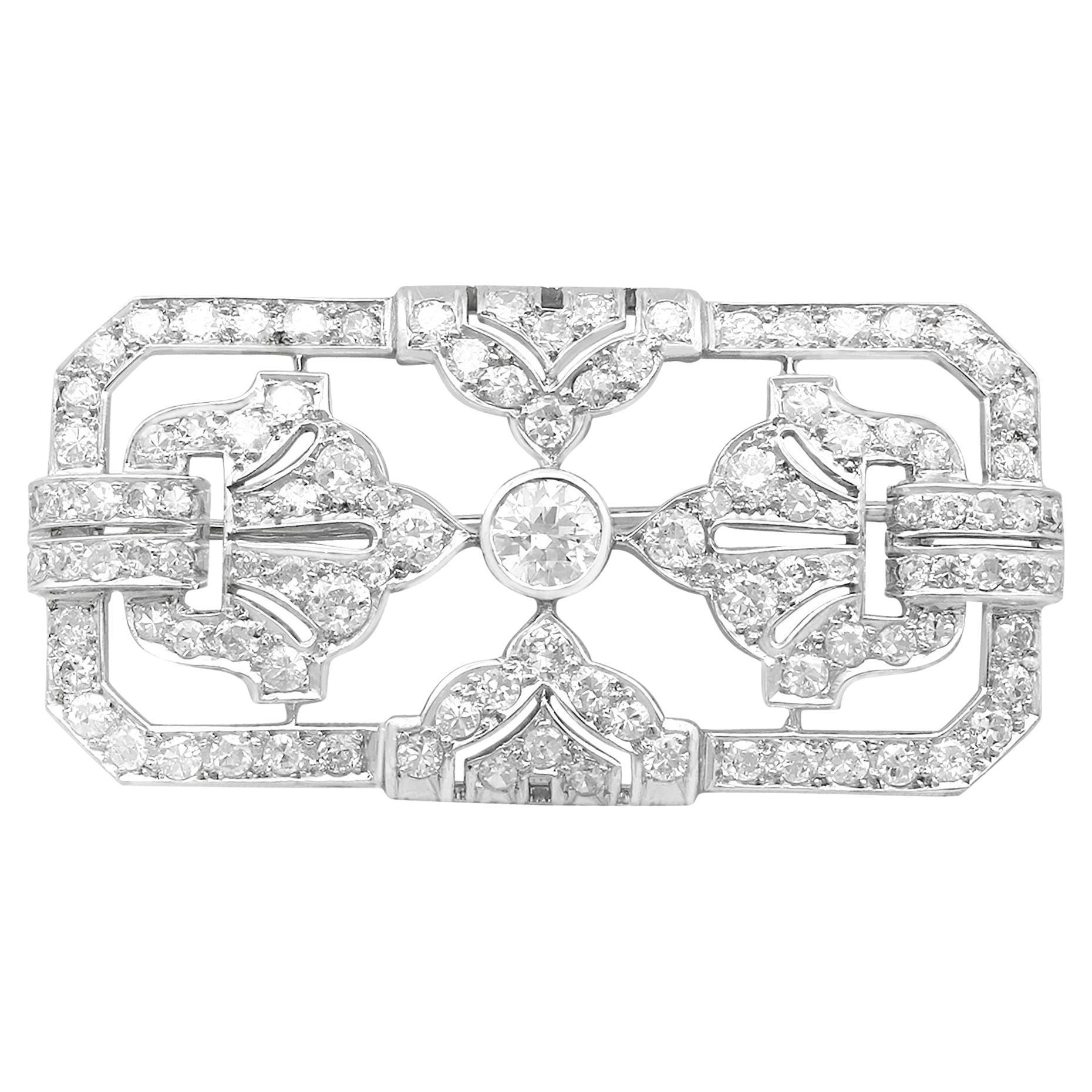 Antique French Diamond Brooch in Platinum For Sale at 1stDibs
