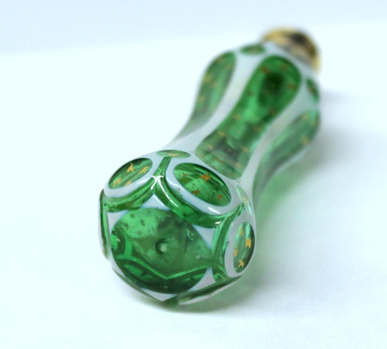 Antique French .800 Silver Vermeil, Overlay, Enamel Cut Crystal Scent ...