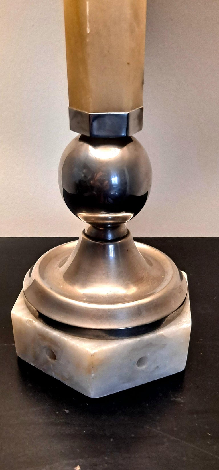 Antique French Alabaster Table Lamp For Sale at 1stDibs