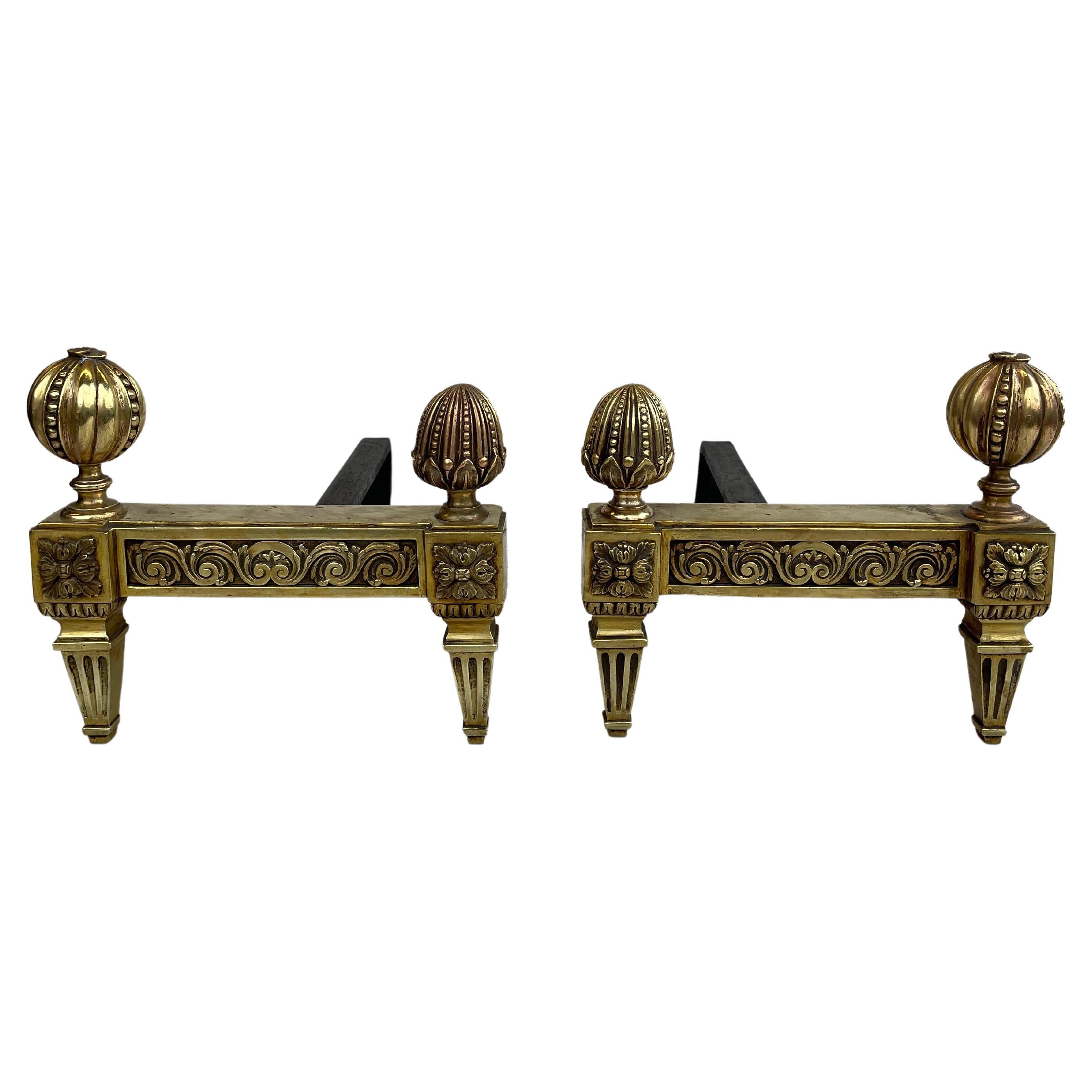 French Wrought Iron Andirons or Firedogs at 1stDibs