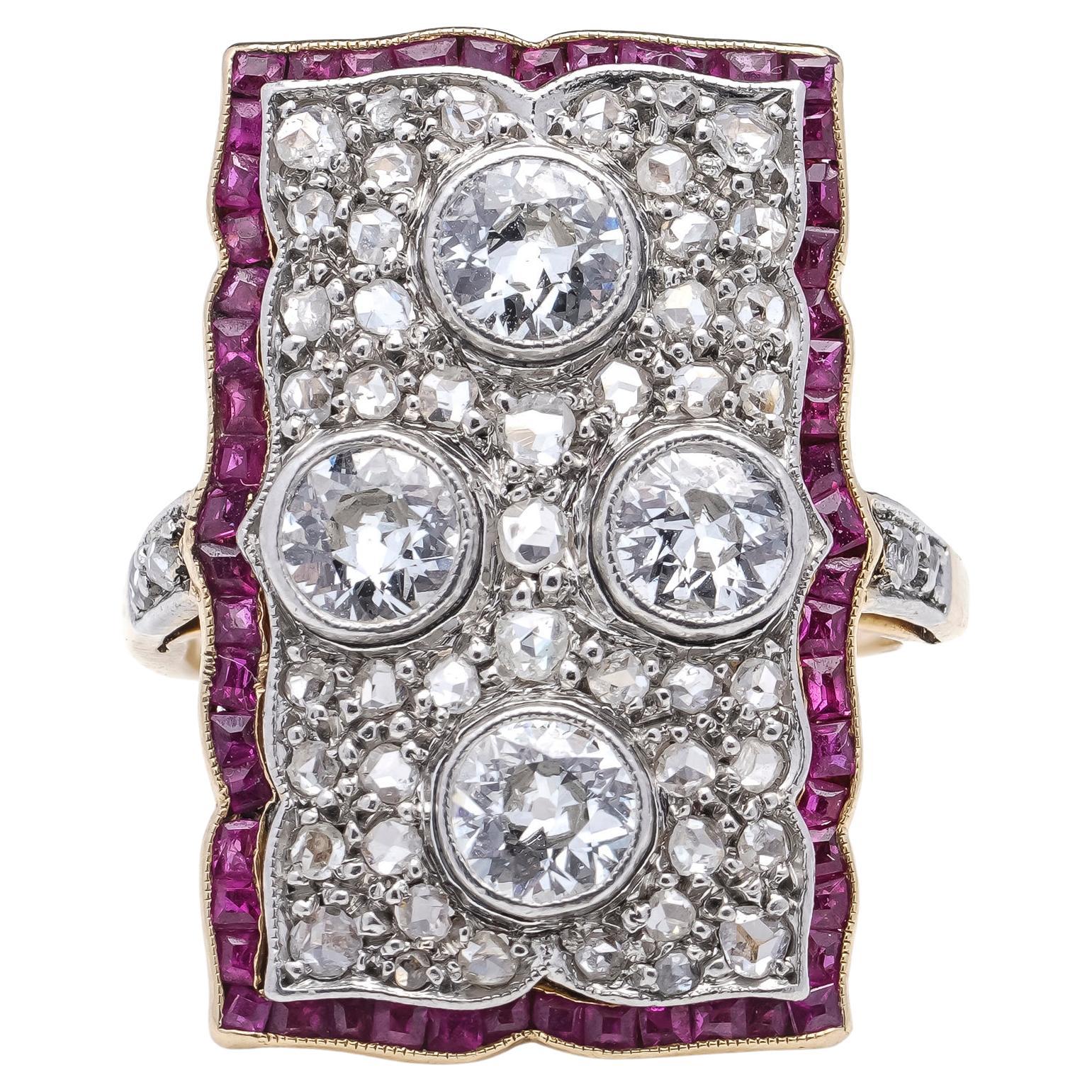 Antique Victorian 18K Yellow Gold and Silver Top French Paste Ring For ...