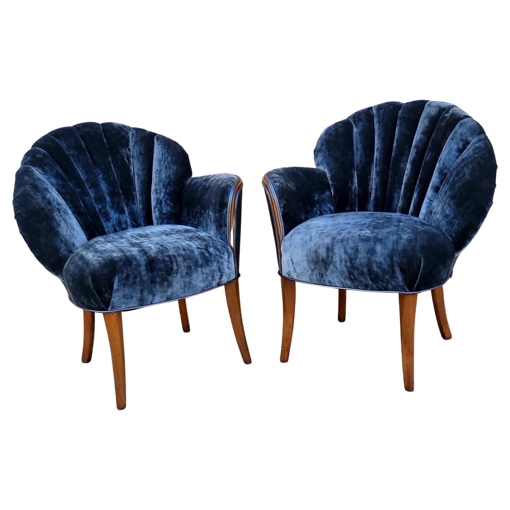 Pair 1930s Asymmetrical Art Deco Shell Back Chairs at 1stDibs | art ...