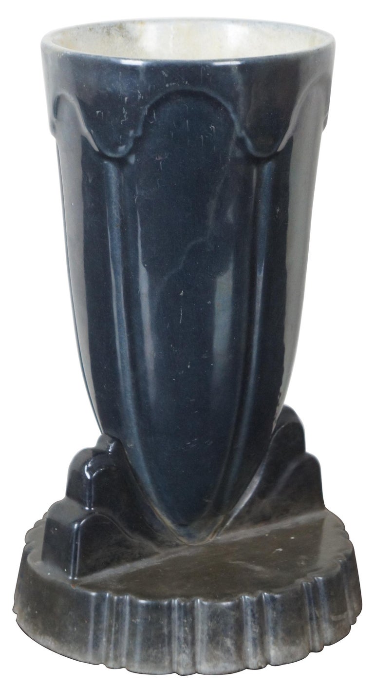 Antique French Art Deco Black Cast Iron Enameled Footed Trophy Urn ...