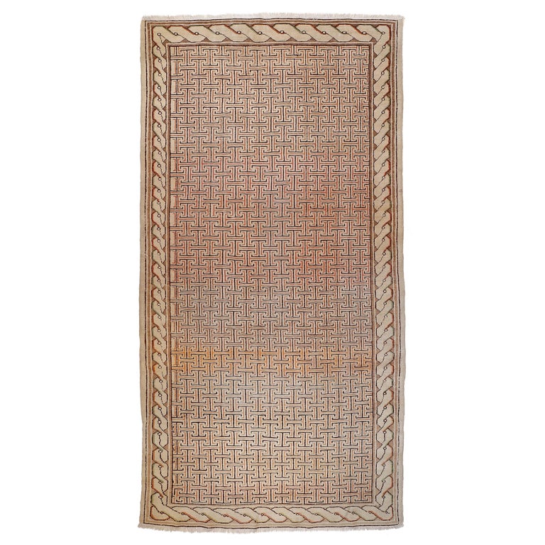 Antique French Art Deco Geometric Design Rug at 1stDibs