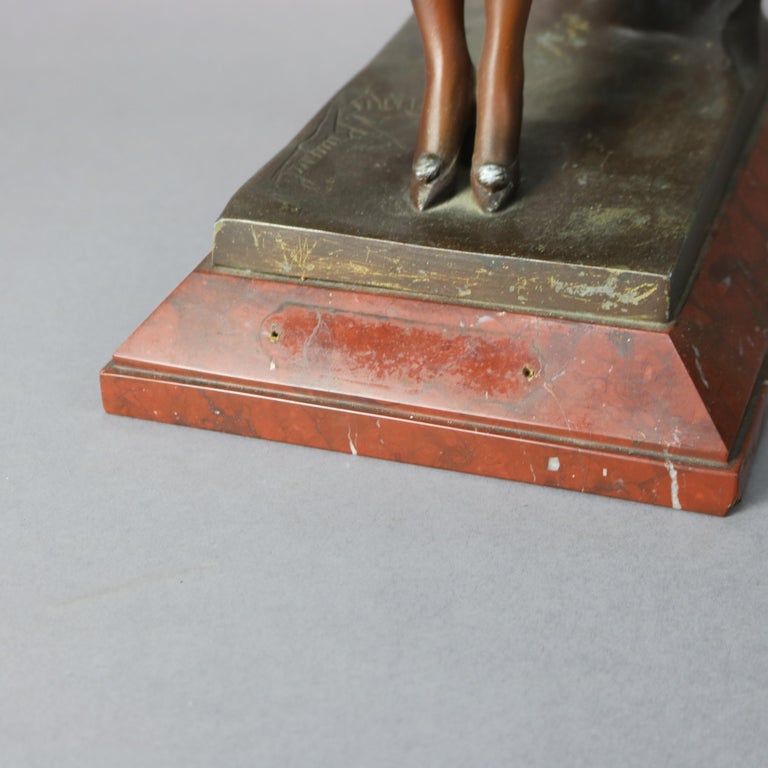 Antique French Art Deco Sculpture Statue of a Woman On Marble Plinth ...