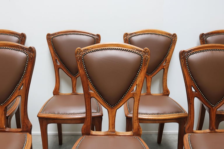 Antique French Art Nouveau Dining Room Set by Eugène Vallin 1903 Table ...