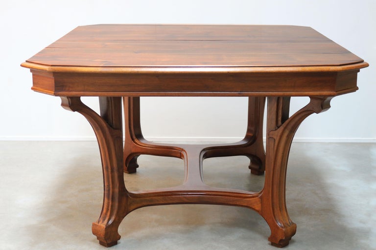 Antique French Art Nouveau Dining Room Set by Eugène Vallin 1903 Table ...
