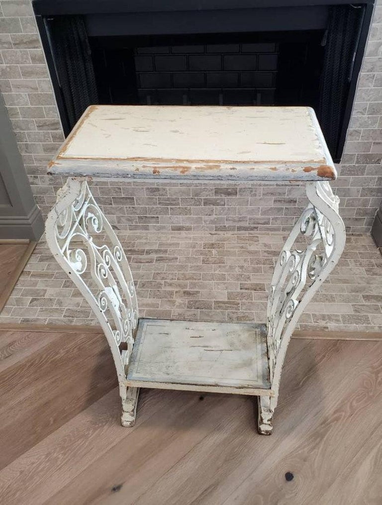 Antique French Art Nouveau Distressed Accent Table For Sale at 1stDibs
