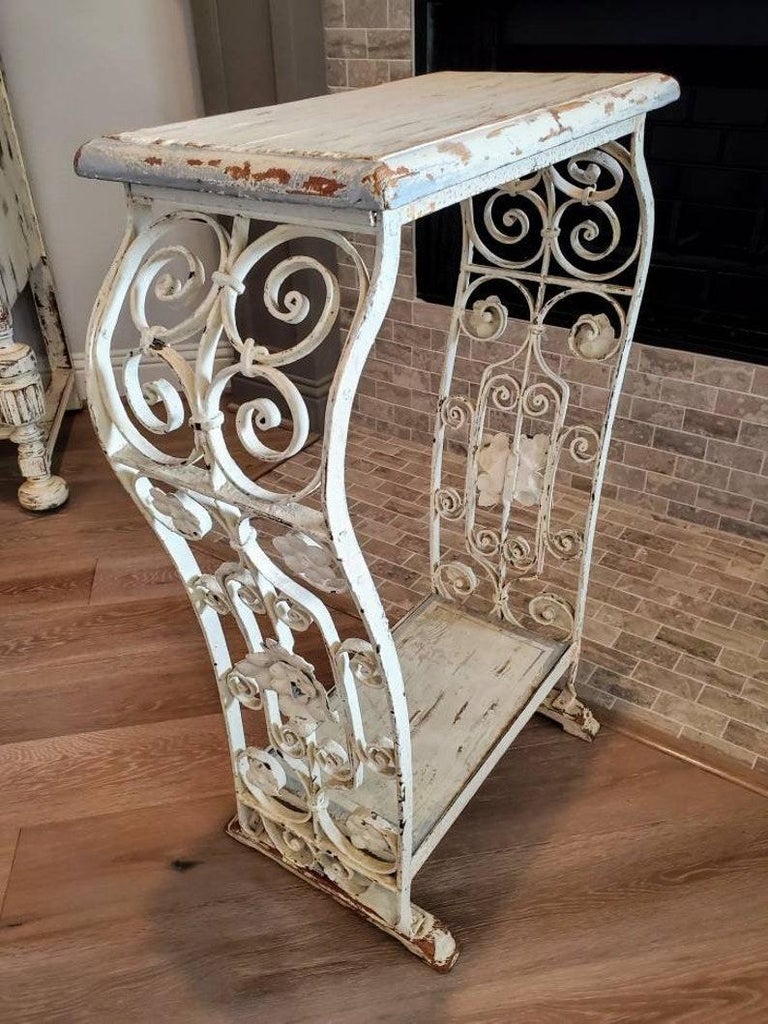 Antique French Art Nouveau Distressed Accent Table For Sale at 1stDibs