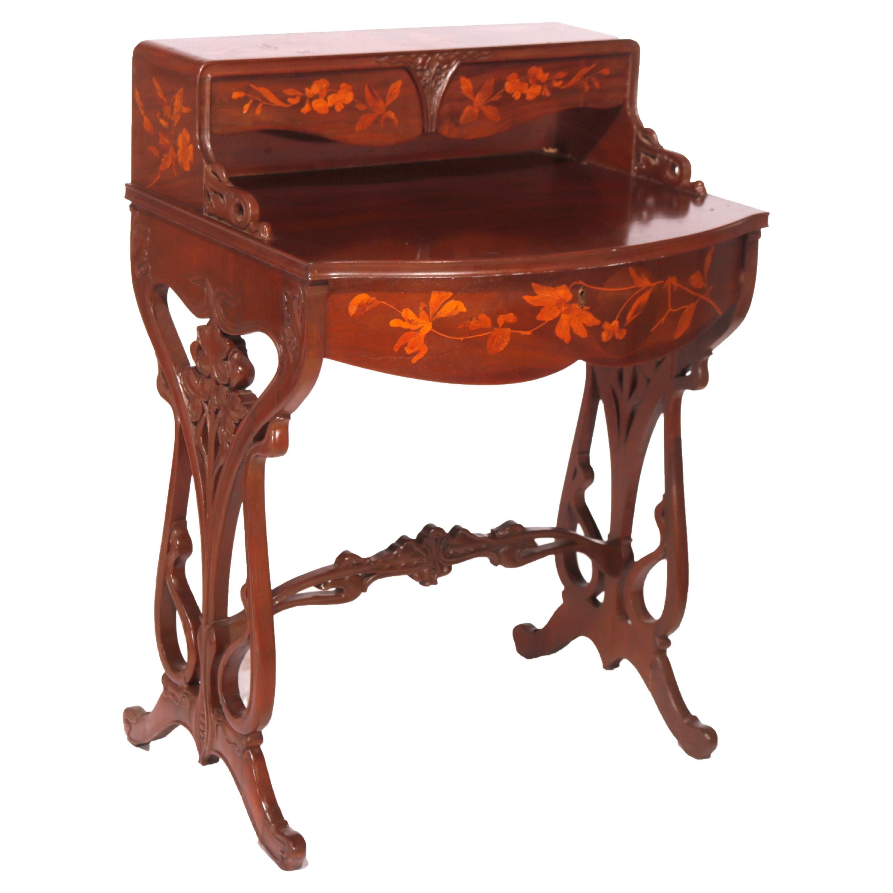 Antique Satinwood Inlaid Mahogany Leather Top Desk at 1stDibs | leather ...