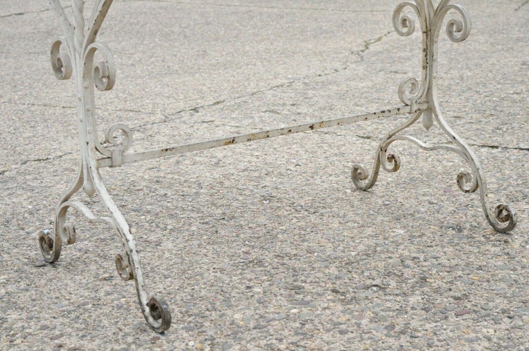 Antique French Art Nouveau Scroll Wrought Iron Wood Top Drafting Work ...