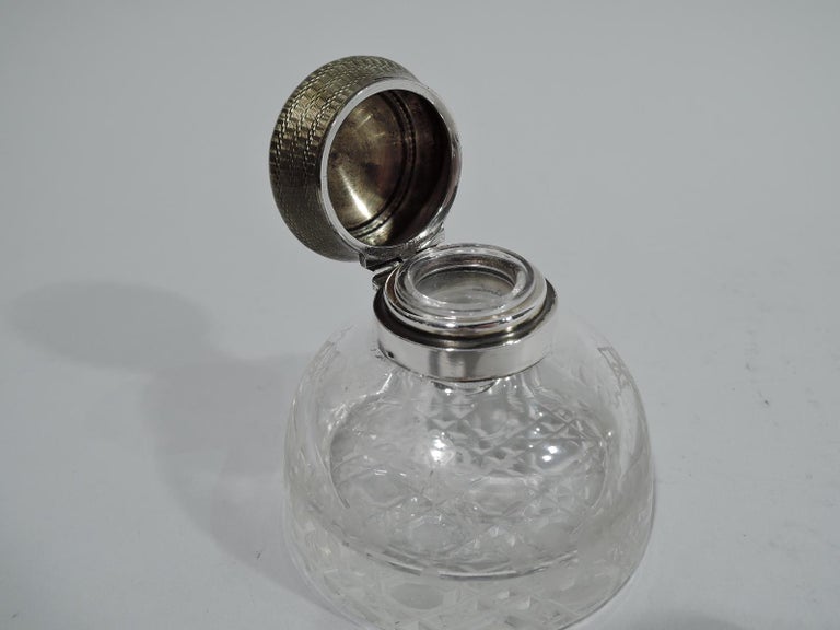 Antique French Art Nouveau Silver and Enamel Inkwell For Sale at 1stDibs