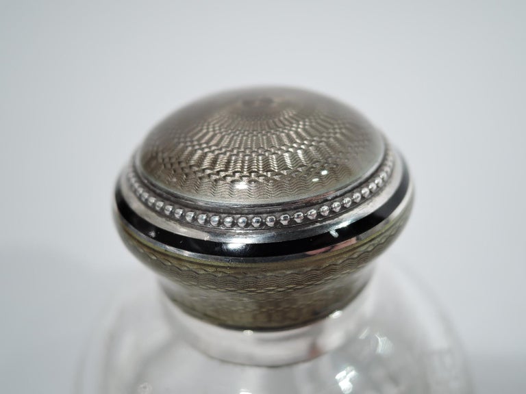 Antique French Art Nouveau Silver and Enamel Inkwell For Sale at 1stDibs