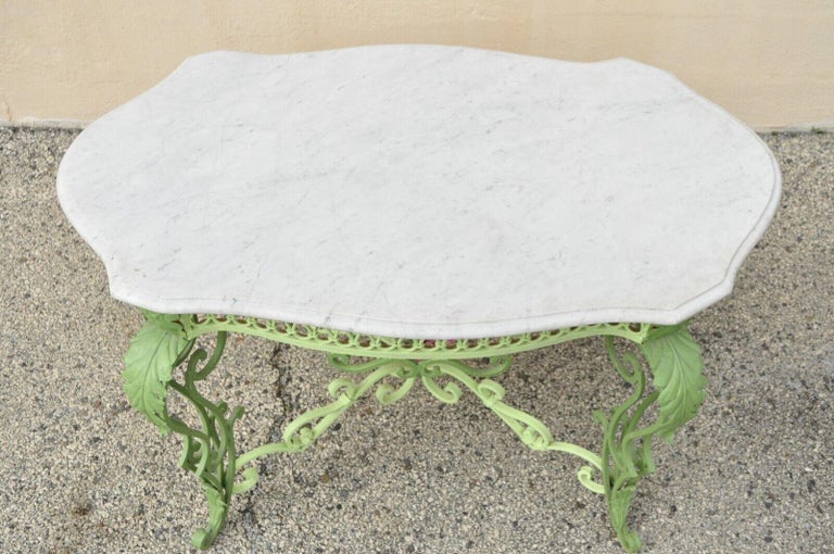 Antique French Art Nouveau Wrought Iron Marble Turtle Top Console ...