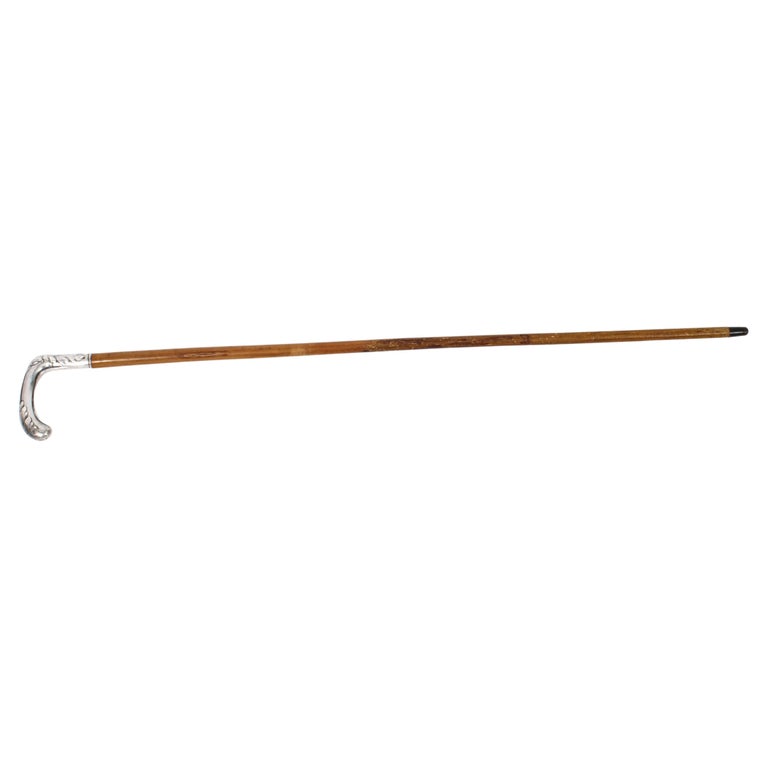 Antique French Art Noveau Silver Ebonized Walking Cane Stick 19th ...