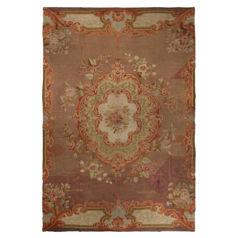 Antique French Aubusson Rug Handwoven French Rug Pre-1900 Charles X For ...
