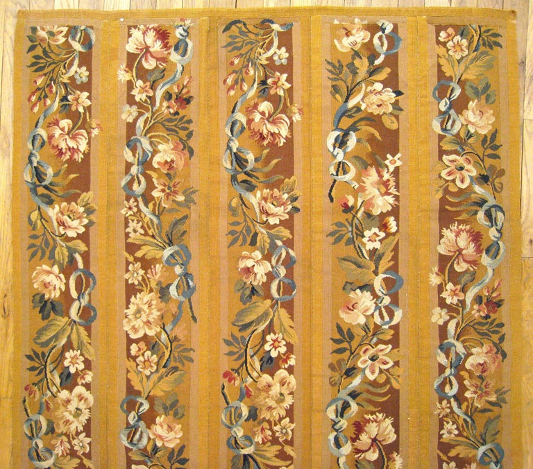 Antique French Aubusson Rug, in Small size W/ Floral Elements For Sale ...