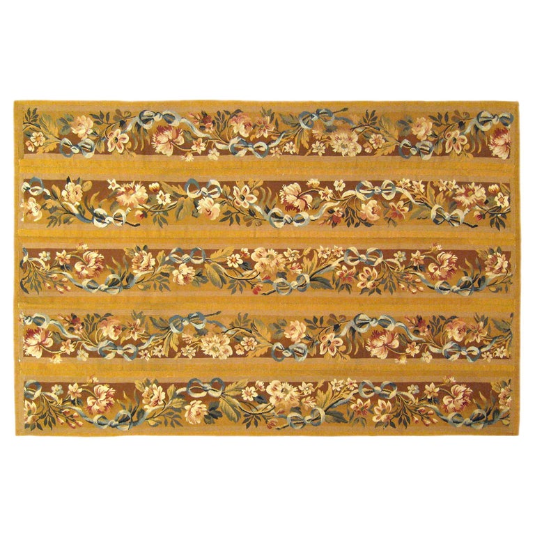Antique French Aubusson Rug, in Small size W/ Floral Elements For Sale ...