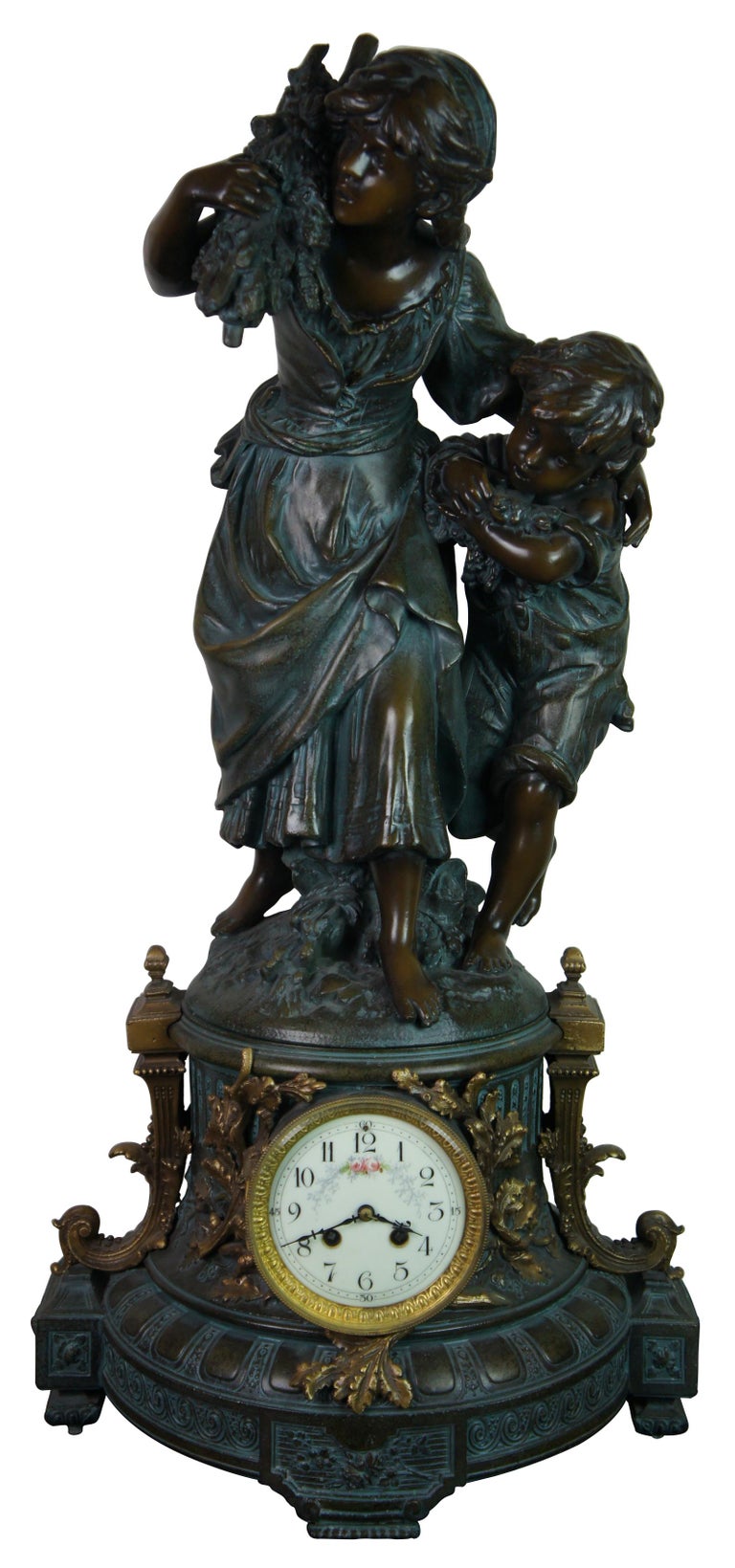 Antique French Auguste Moreau Gilt Bronze Mantel Garniture Clock ...