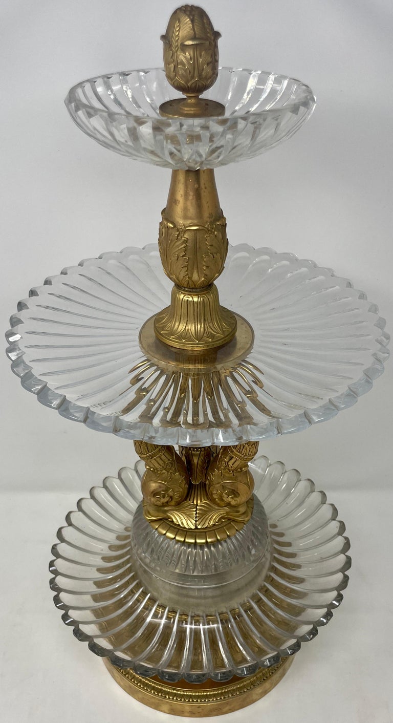 Antique French Baccarat Crystal and Bronze D'Ore Dolphin Centerpiece ...