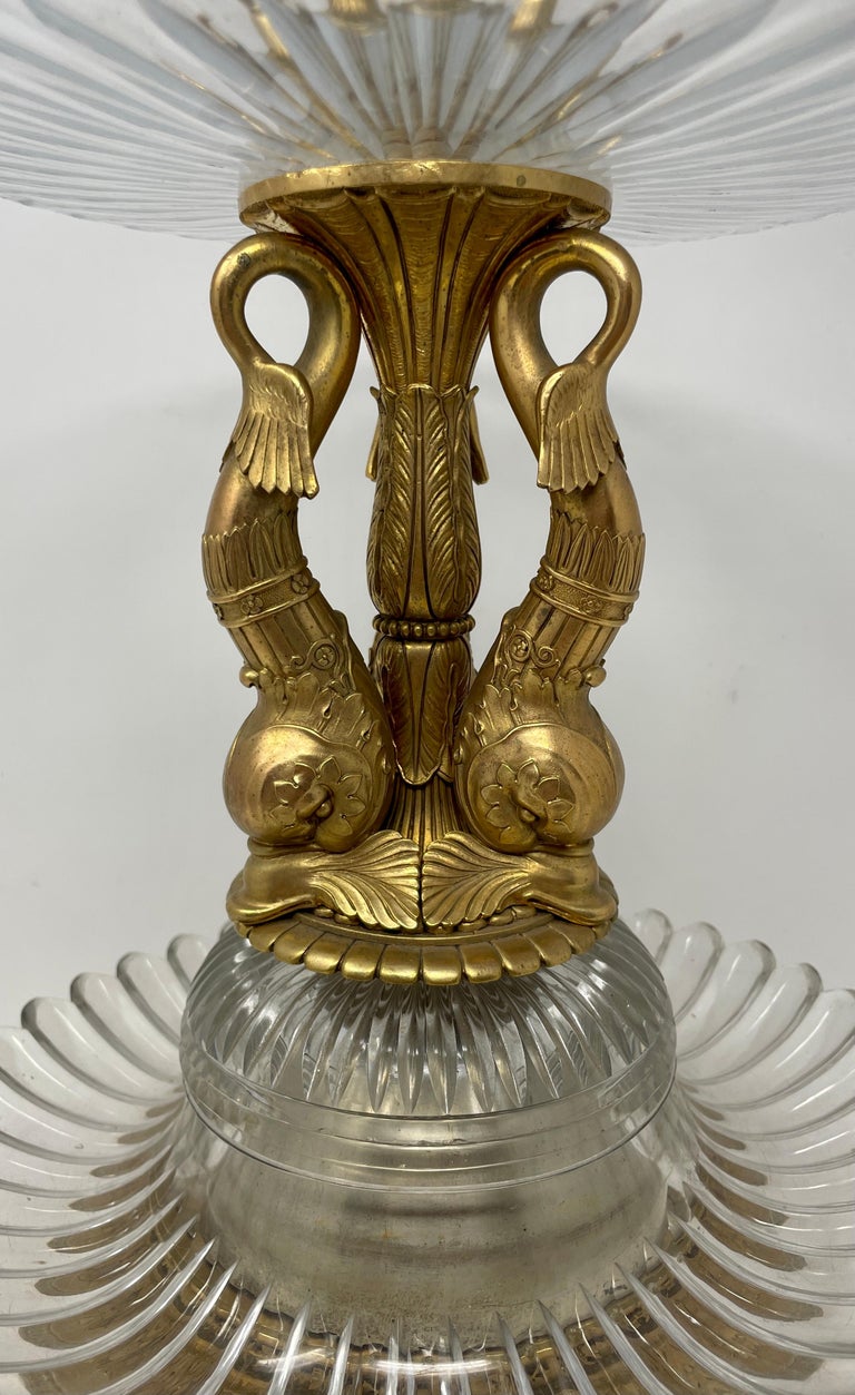 Antique French Baccarat Crystal and Bronze D'Ore Dolphin Centerpiece ...