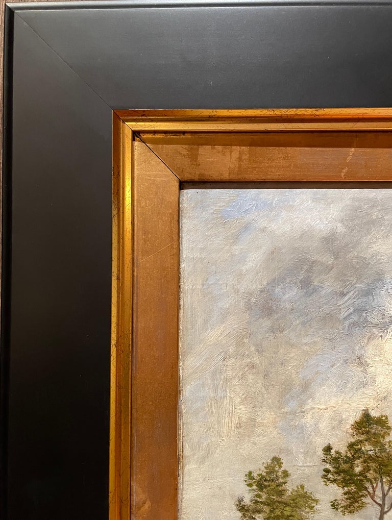 Antique French Barbizon School Oil on Canvas Painting by Léon Richet ...