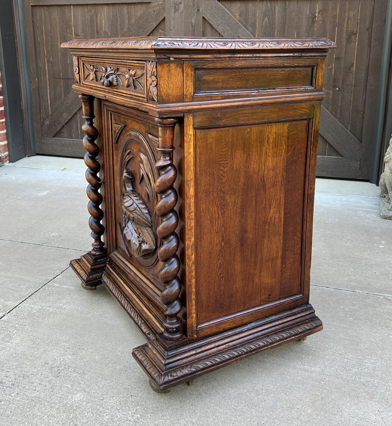 Antique French Barley Twist Jam Cabinet Cupboard Liquor Cabinet Bar Oak ...