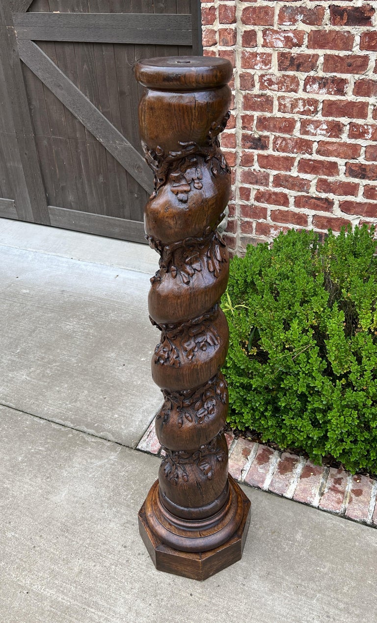 Antique French Barley Twist Pedestal Plant Stand Newell Post Grapevine ...