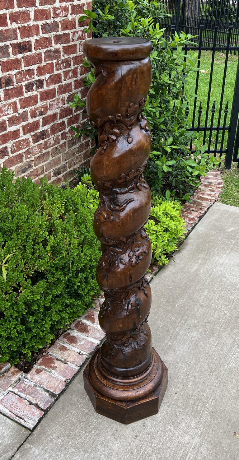 Antique French Barley Twist Pedestal Plant Stand Newell Post Grapevine ...