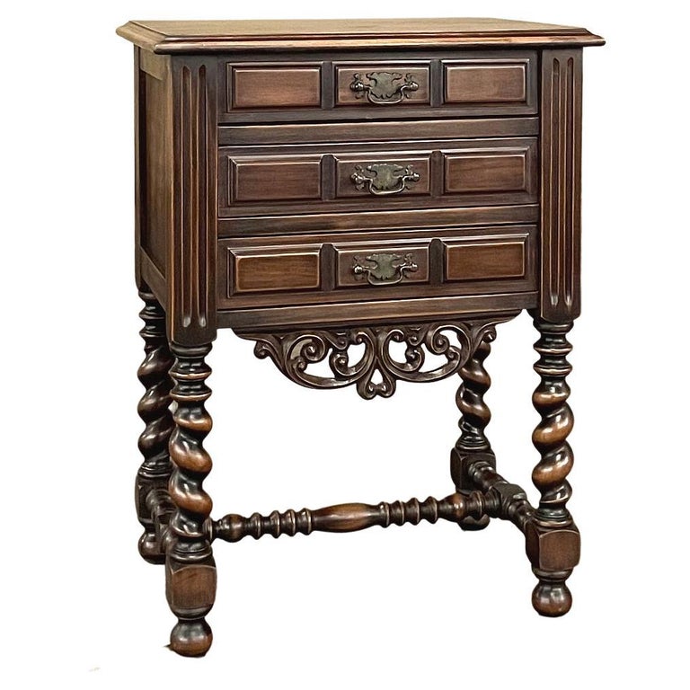 Antique French Barley Twist Petite Commode ~ Nightstand For Sale at 1stDibs