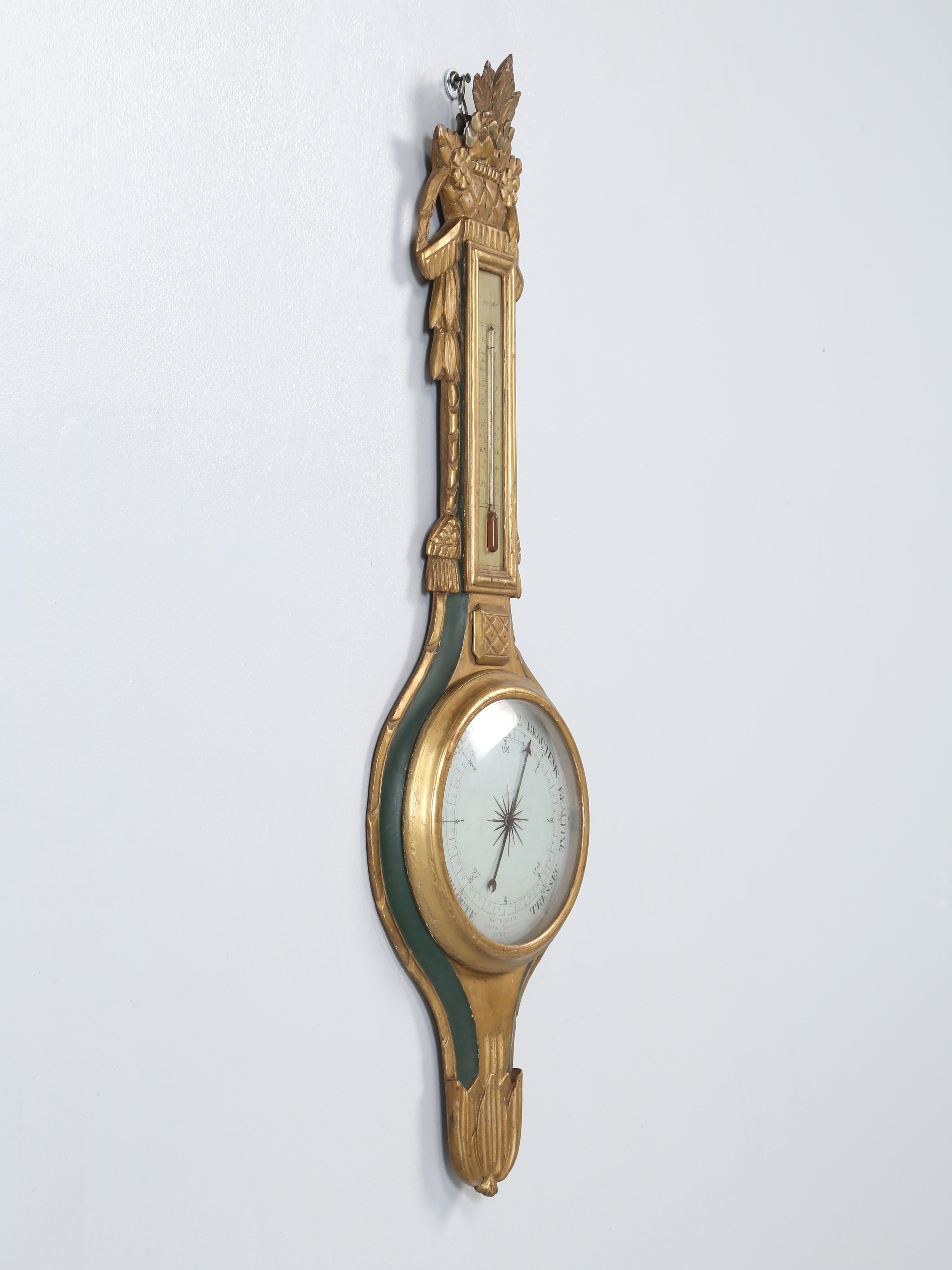 Antique French Barometer and Thermometer from Bourgeois Paris Original ...