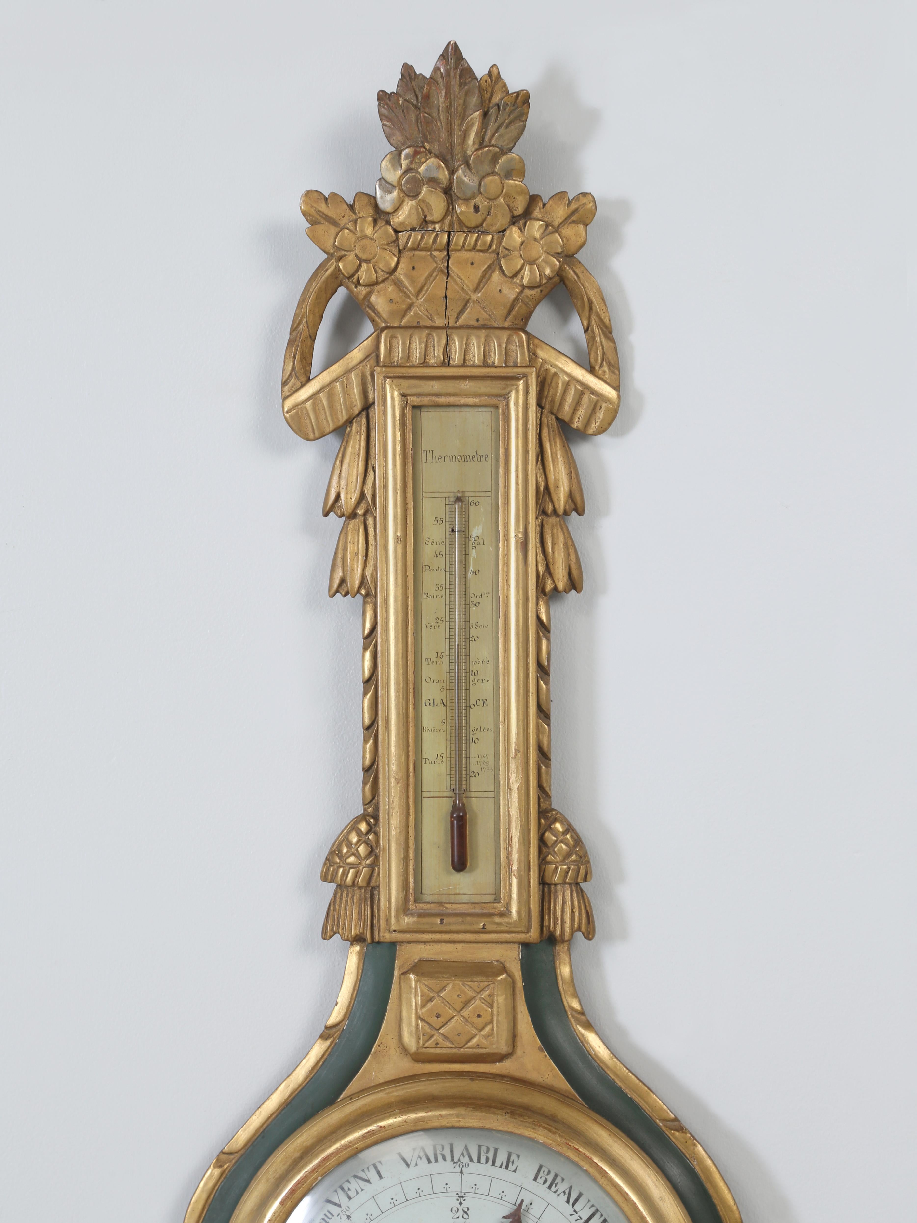 Antique French Barometer and Thermometer from Bourgeois Paris Original ...