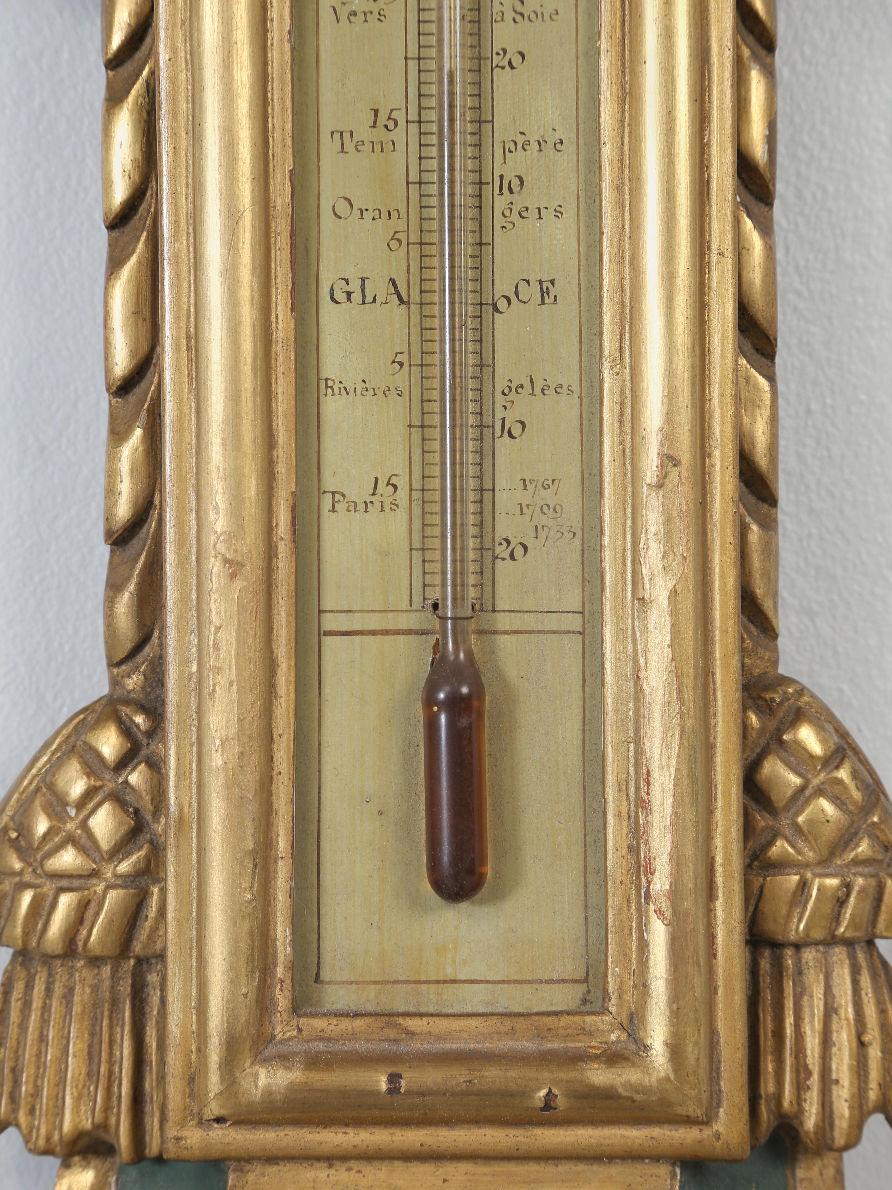 Antique French Barometer and Thermometer from Bourgeois Paris Original ...